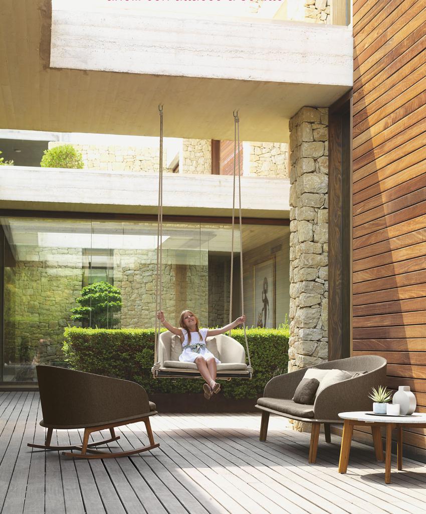 Clariss fauteuil balançoire d'extérieur en teak - Italy Dream Design