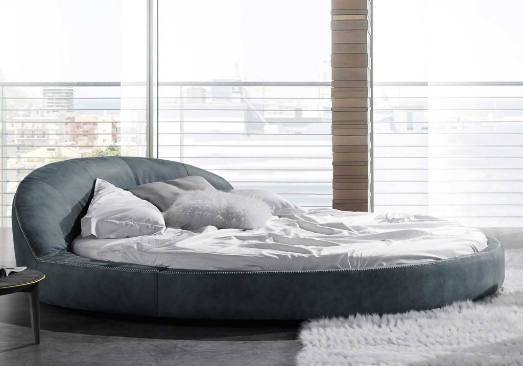 Jazz leather covered round bed - Shop Online | Italy Dream Design
