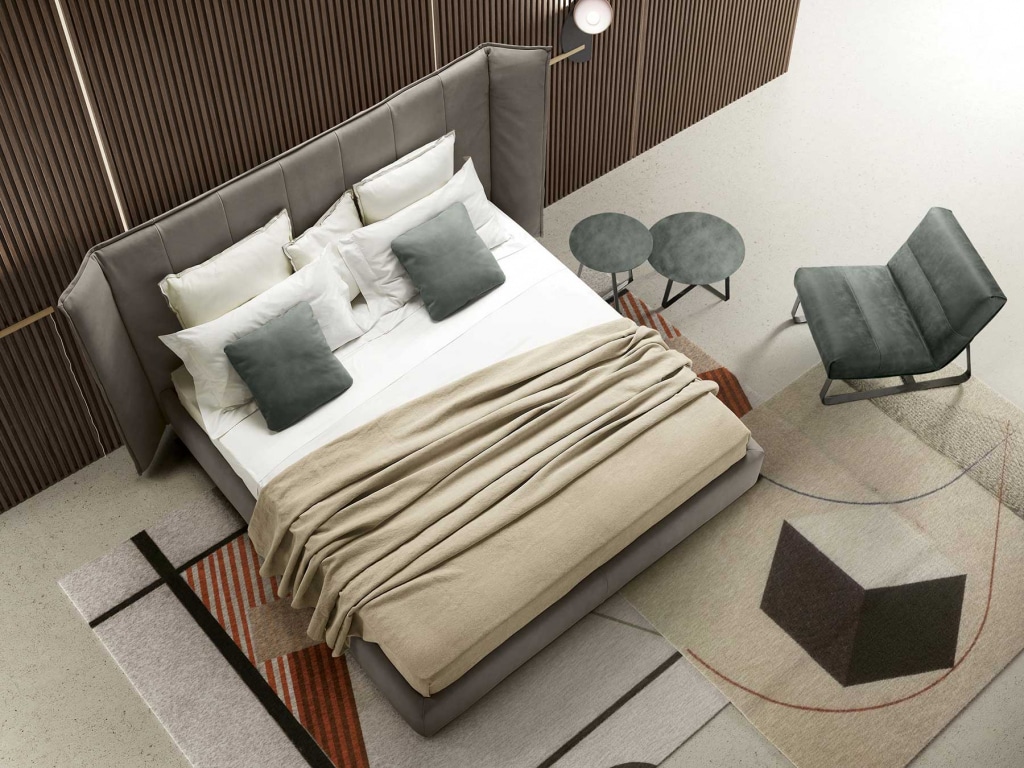 Wind leather bed with moving headboard | di lusso Made in Italy | Italy ...
