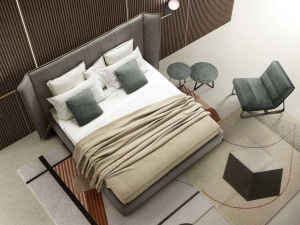 Wind leather bed with moving headboard - Italy Dream Design