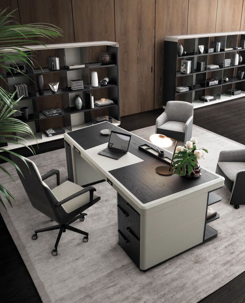 Noe executive desk in flamed Canaletto walnut - Shop Online | Italy ...